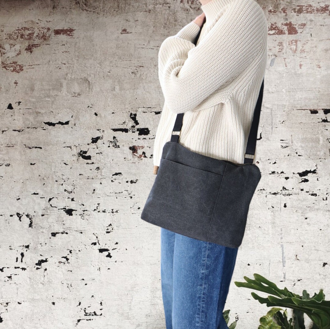 Stonewashed Canvas Crossbody Bag for Women and Men. Casual Canvas Purse ...