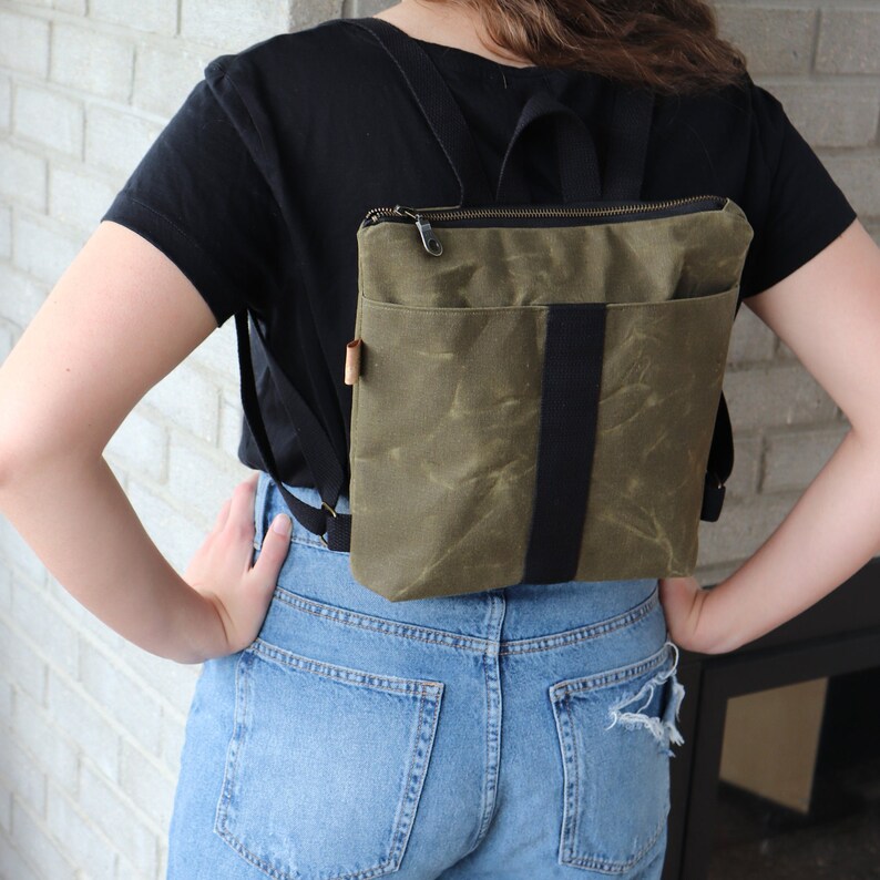Waxed Canvas Backpack for Women. Small Backpack Purse for - Etsy