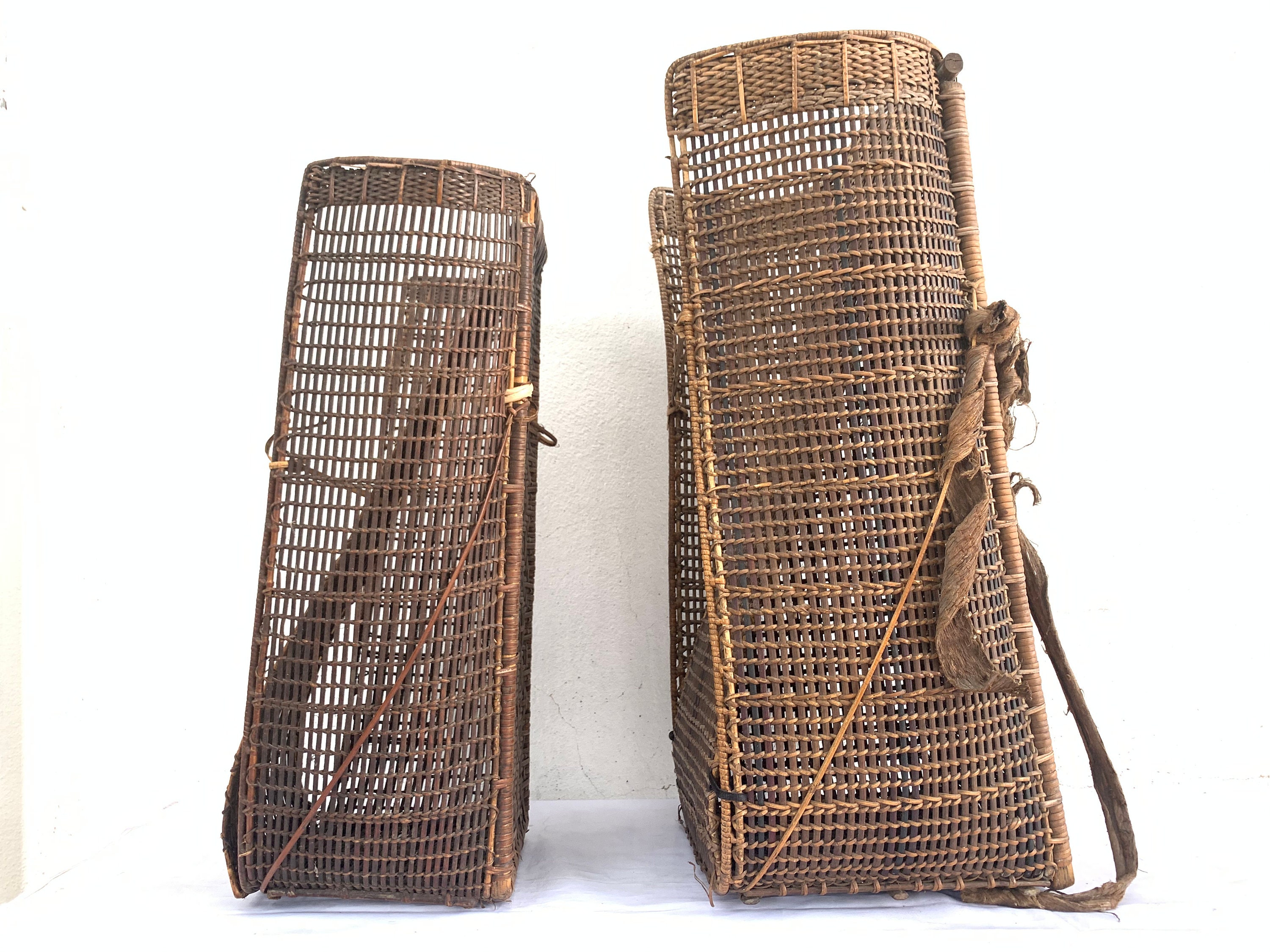 ANTIQUE Farming Basket (one Pair) Old Traditional Rattan Tambok ...