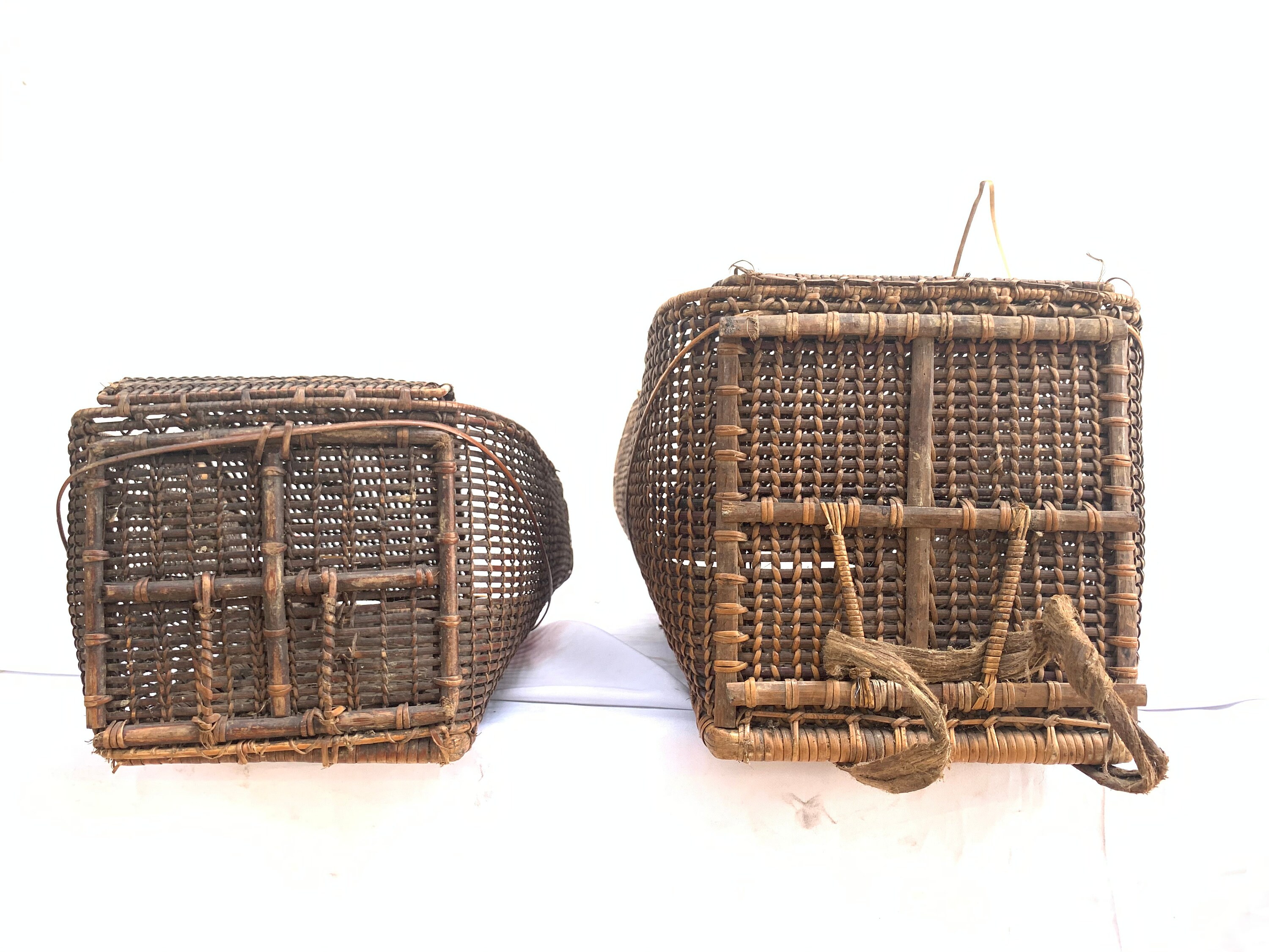 ANTIQUE Farming Basket (one Pair) Old Traditional Rattan ANTIQUE Farming Basket (one Pair) Old Traditional Rattan