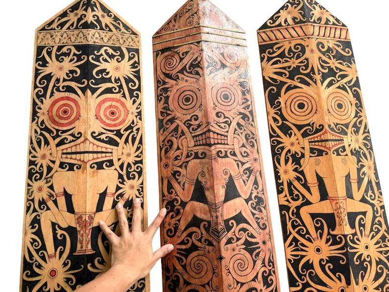 Hand Painted Borneo Tribal Shield Set: Sea Dayak Iban Artwork - Etsy