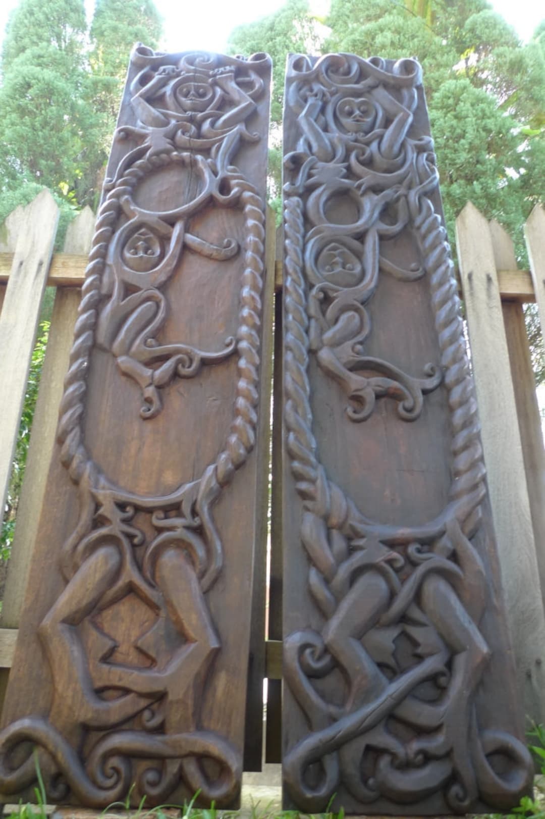 TRIBAL PANEL (1 Pair) DAYAK Asia Home Garden Wall Sculpture Painting ...
