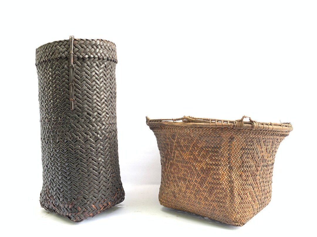 Iban Basket 2 Pieces ANTIQUE Hand Woven Craft Dayak Borneo Handmade ...