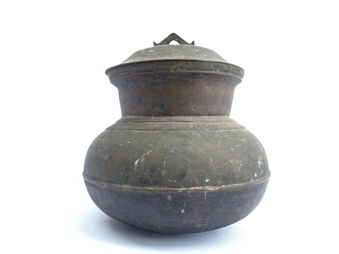 Antique Cooking Pot 200mm Brass Brassware Camping Hiking Cooker Basin ...