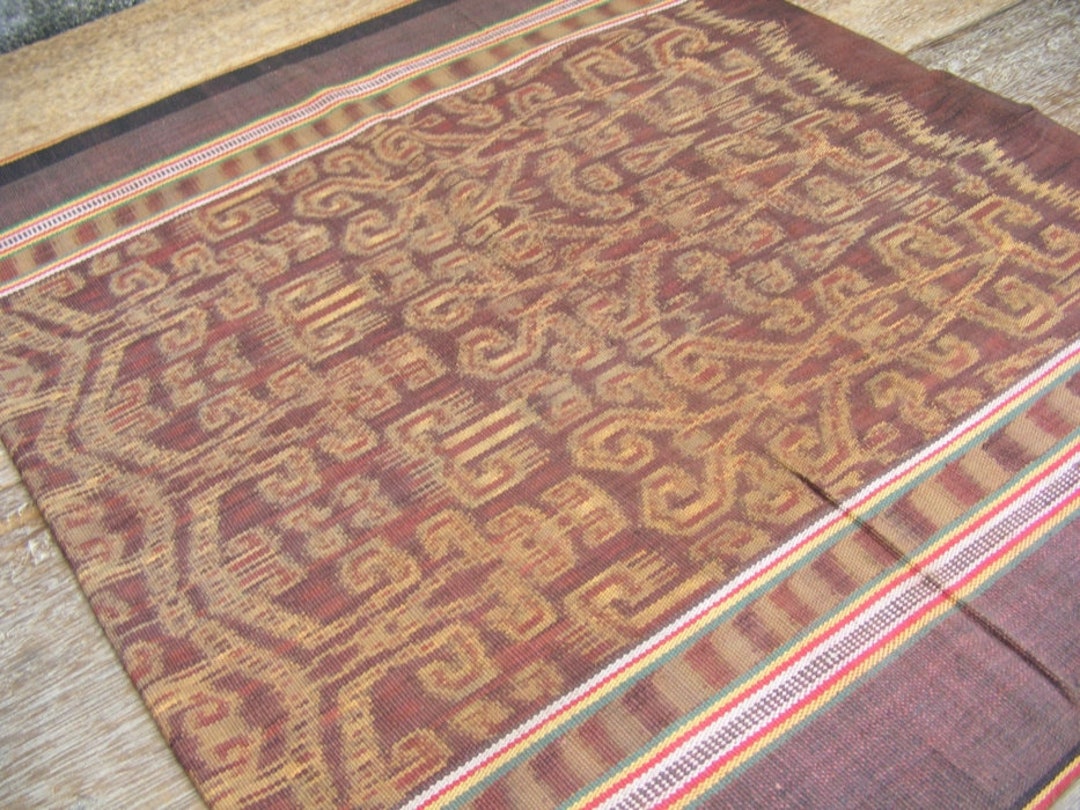 Vintage Ikat Bidang Sarong: Engkeramba Spirit & Deer Motif, Tribal ...