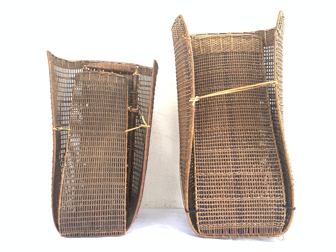ANTIQUE Farming Basket (one Pair) Old Traditional Rattan Tambok ...