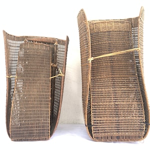 ANTIQUE Farming Basket (one Pair) Old Traditional Rattan Tambok ...