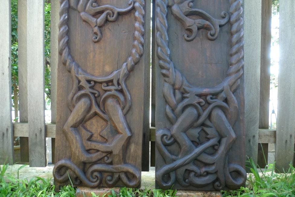 TRIBAL PANEL 1 Pair DAYAK Asia Home Garden Wall Sculpture | Etsy