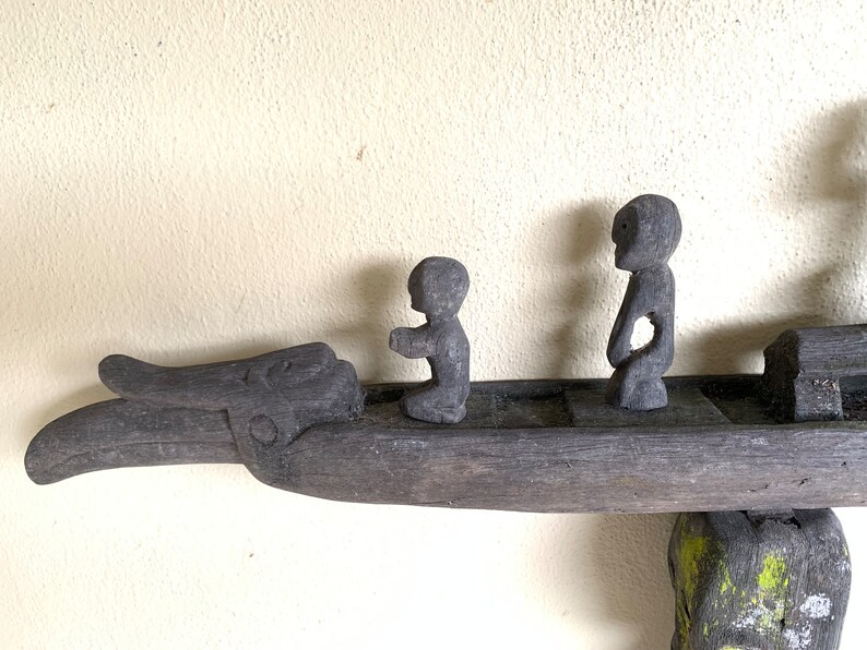 Boat House Statue 1260mm Wooden Vessel Ship Antique Outdoor Sculpture ...