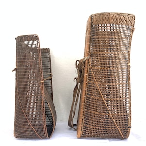 ANTIQUE Farming Basket (one Pair) Old Traditional Rattan Tambok ...