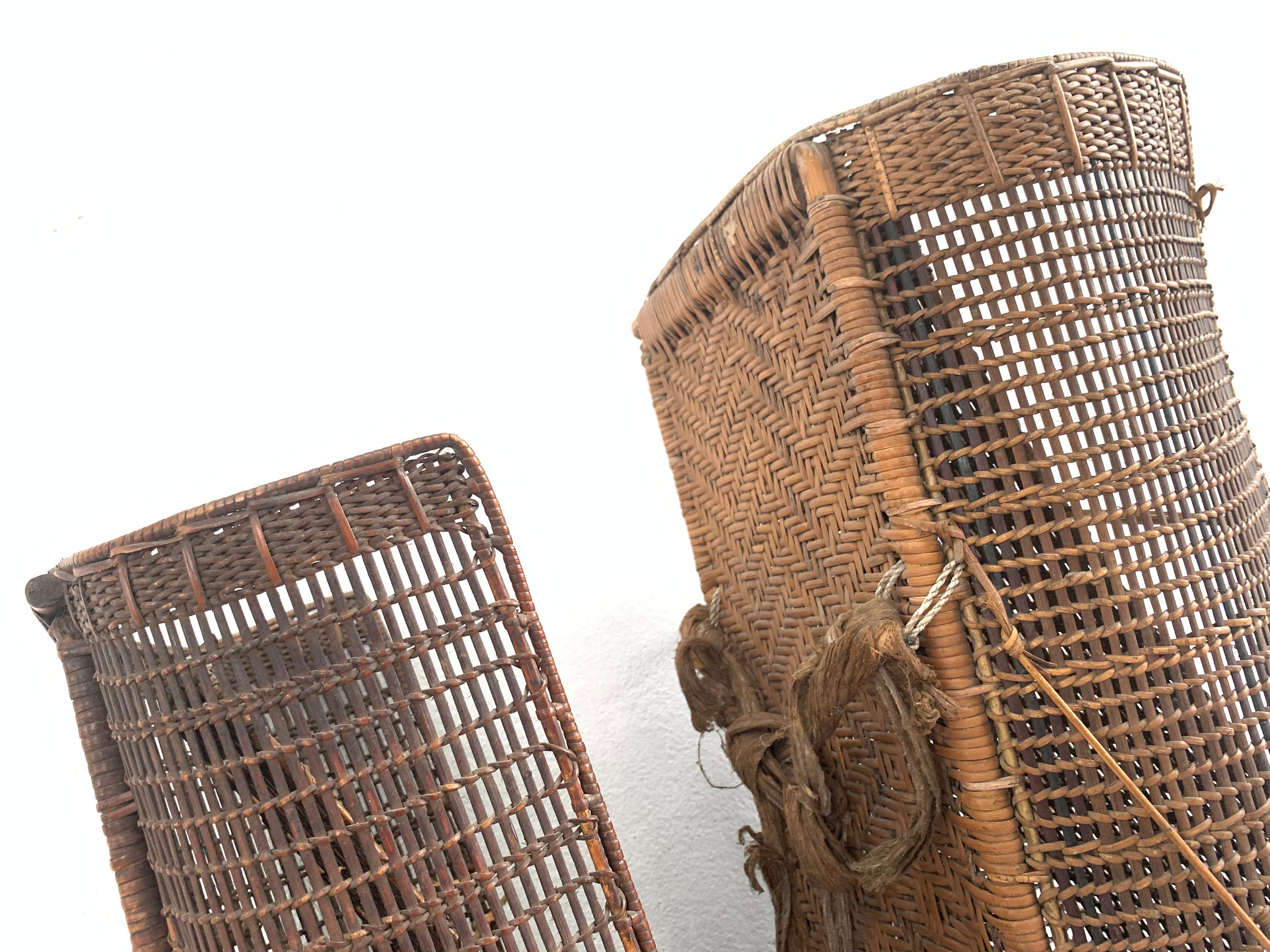 ANTIQUE Farming Basket (one Pair) Old Traditional Rattan Tambok ...