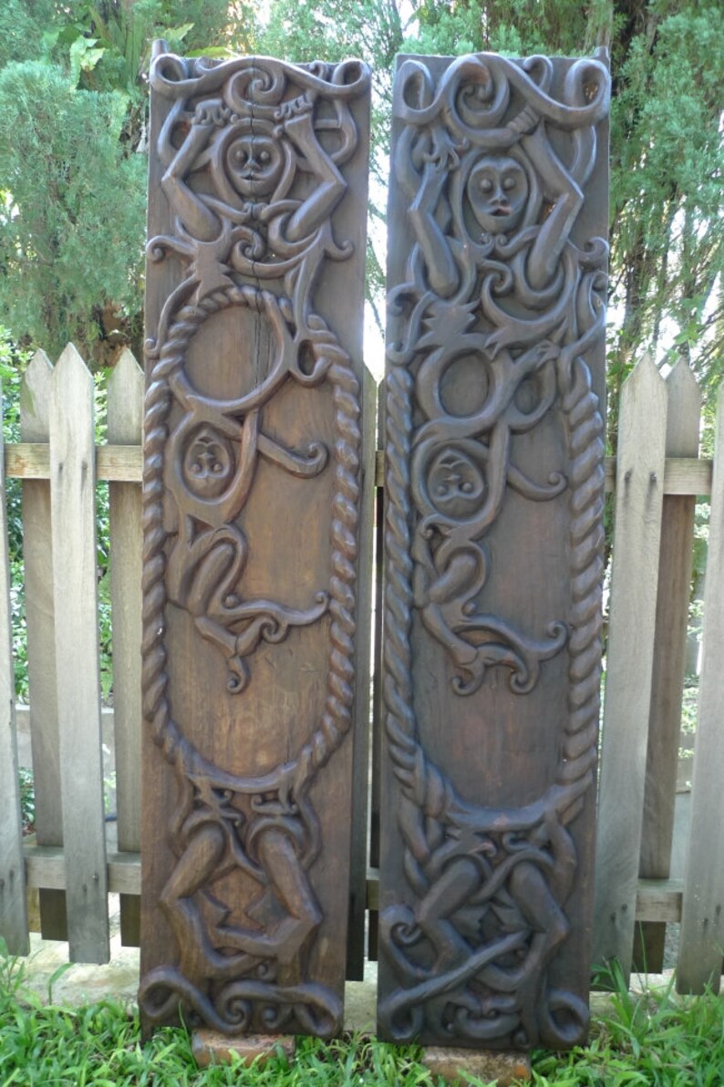 TRIBAL PANEL (1 Pair) DAYAK Asia Home Garden Wall Sculpture Painting ...