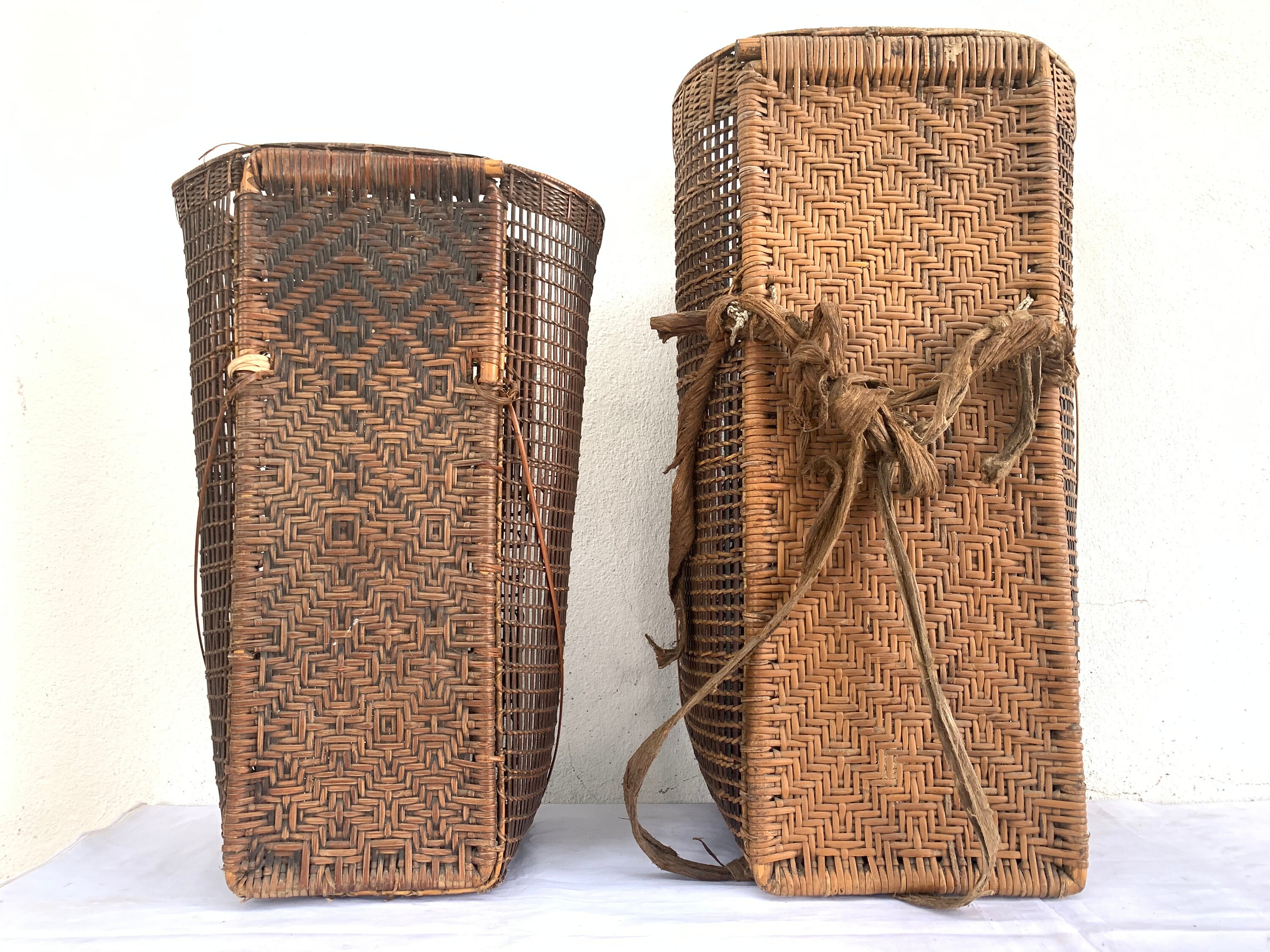 ANTIQUE Farming Basket (one Pair) Old Traditional Rattan Tambok ...