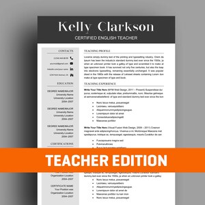 Teacher Resume Template, Resume Template, Resume Template for Teacher ...