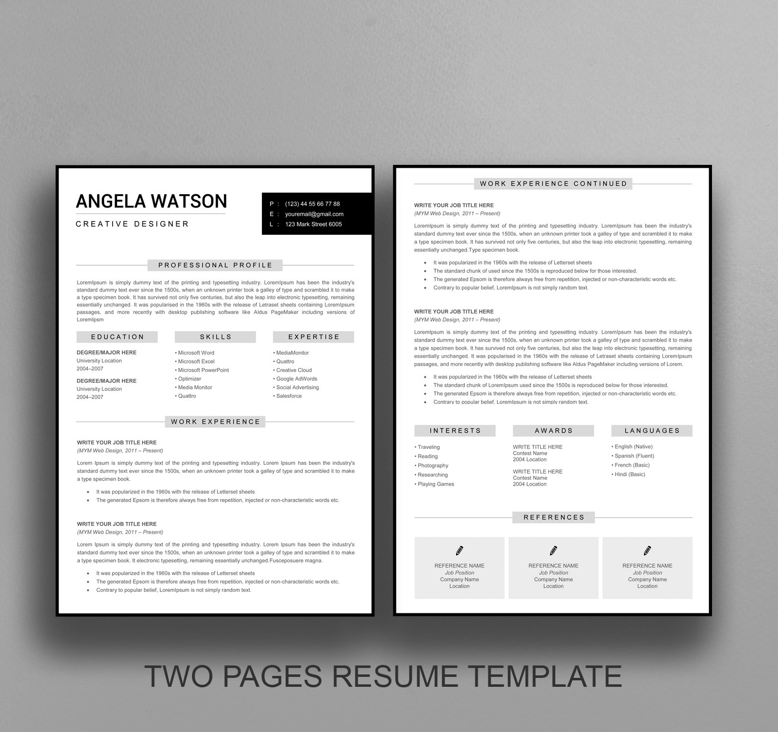 Buy Resume Template Instant Download, Professional Resume Template ...