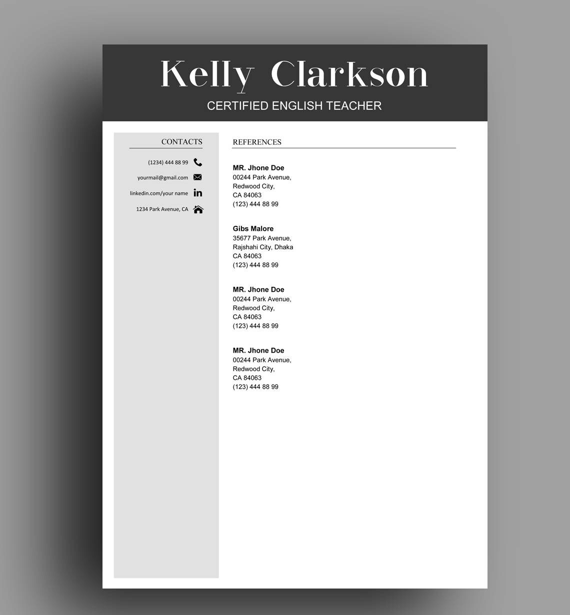 Teacher Resume Template, Resume Template, Resume Template for Teacher ...