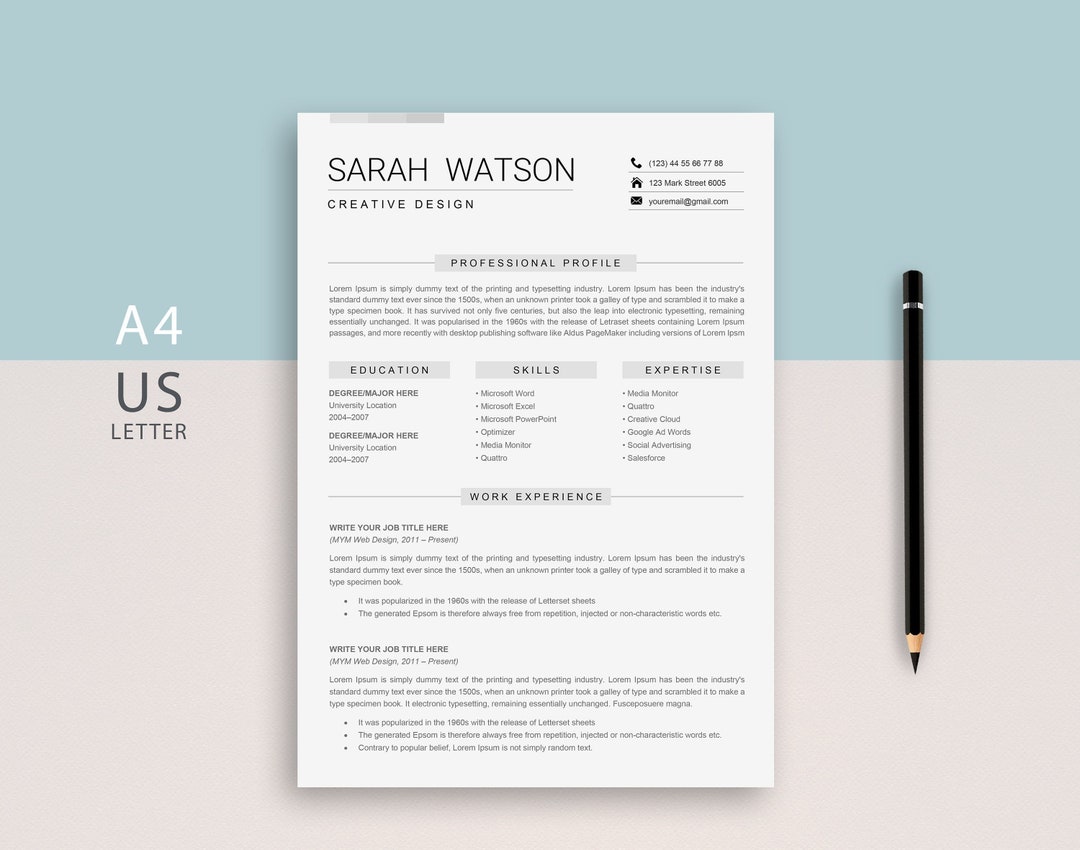 Resume Template for Word, Professional Resume Template Instant Download ...