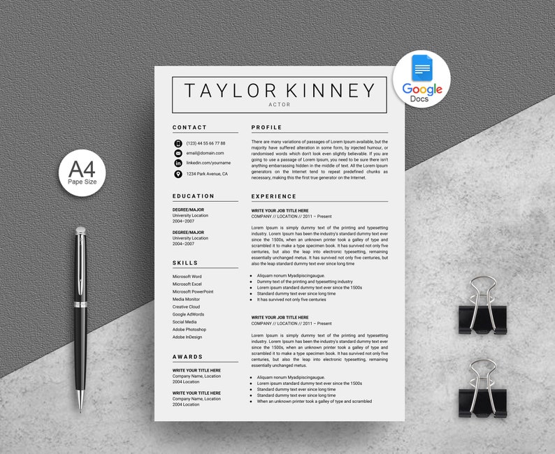 Google Docs Resume, Google Docs Template Instant Download, Creative ...