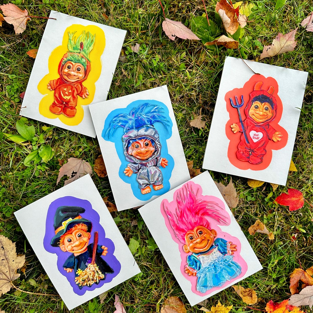 Halloween Troll Doll Paintings / Nostalgic 90s Kid Art / Kids Toys Art ...