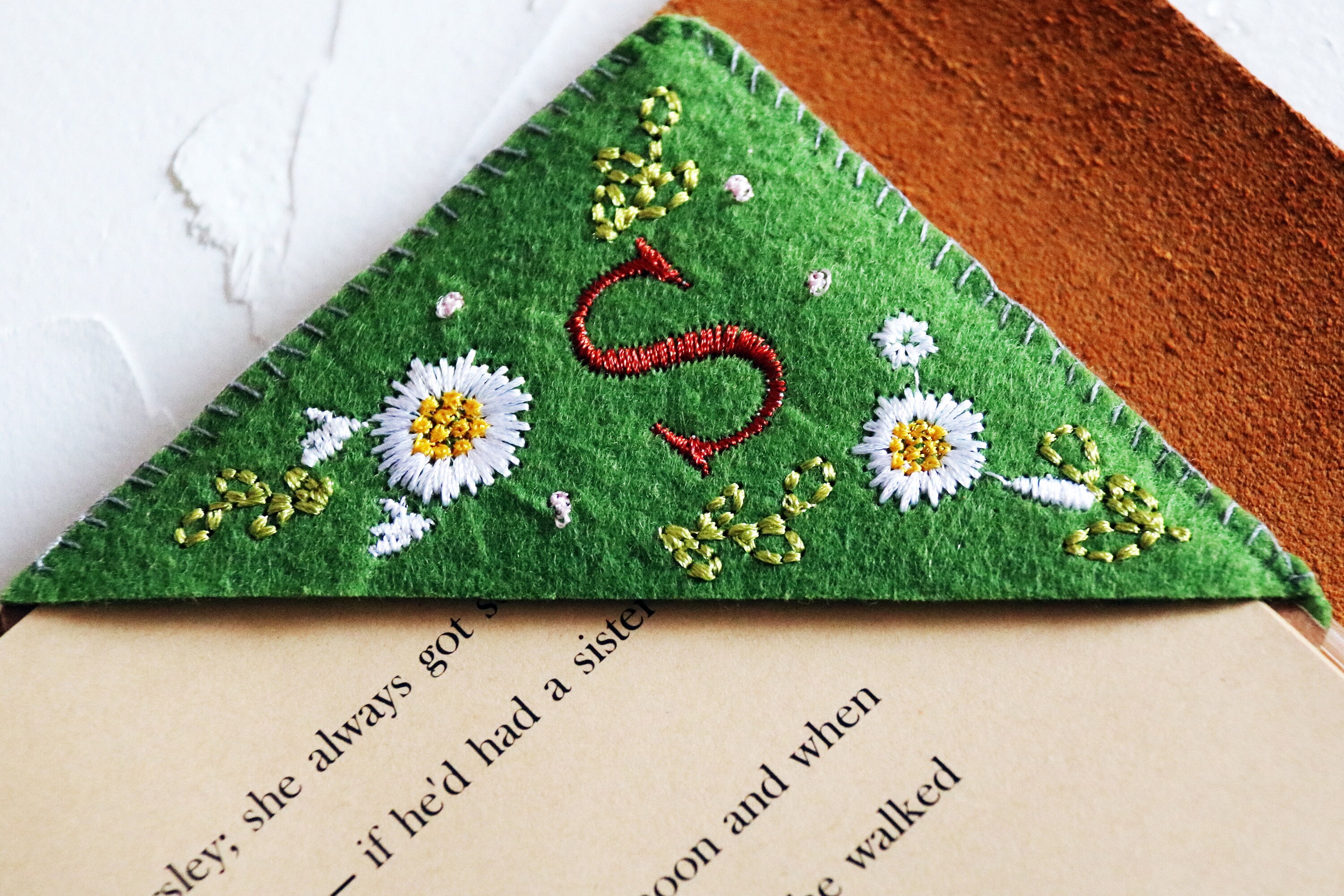 Personalized Bookmark, Embroidered Corner Bookmark, 4 Season Flower ...