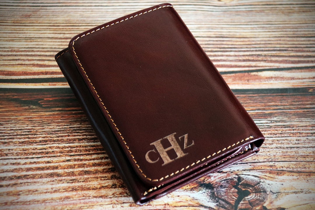 Trifold Wallets for Men, Personalized Trifold Wallet With Initials ...