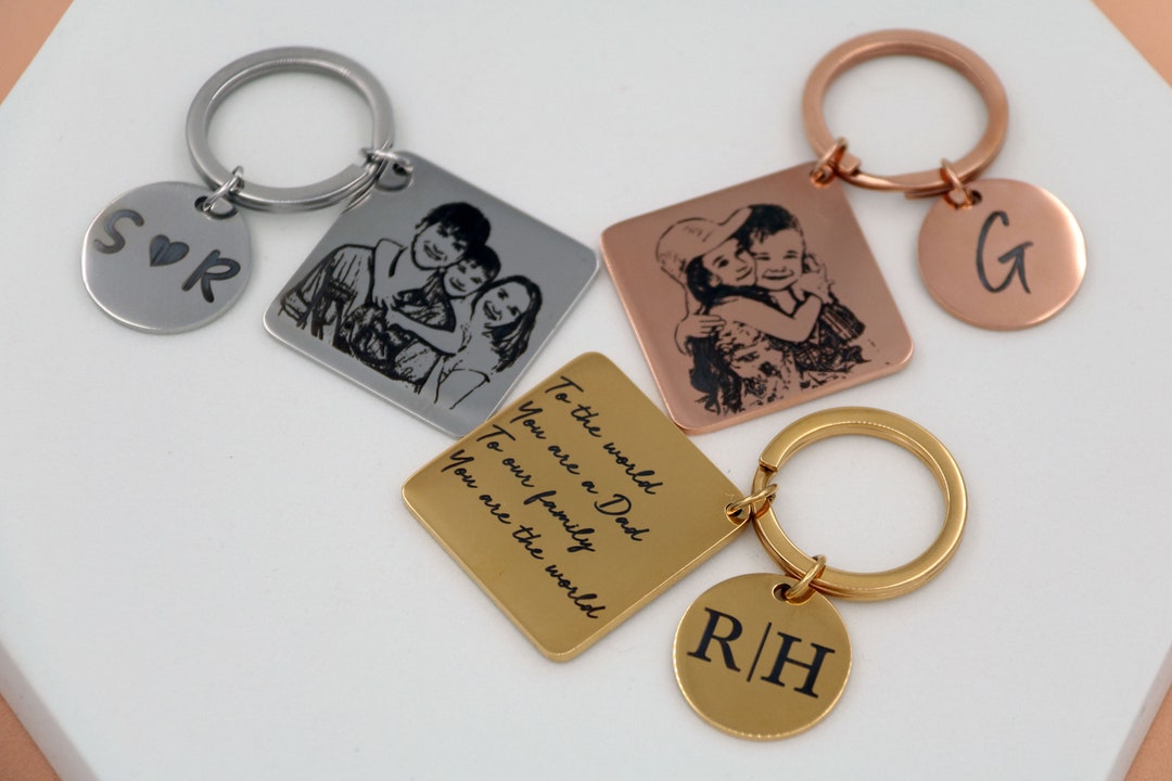 Personalized Photo Keychain, Custom Engraved Keychain, Picture Keychain ...