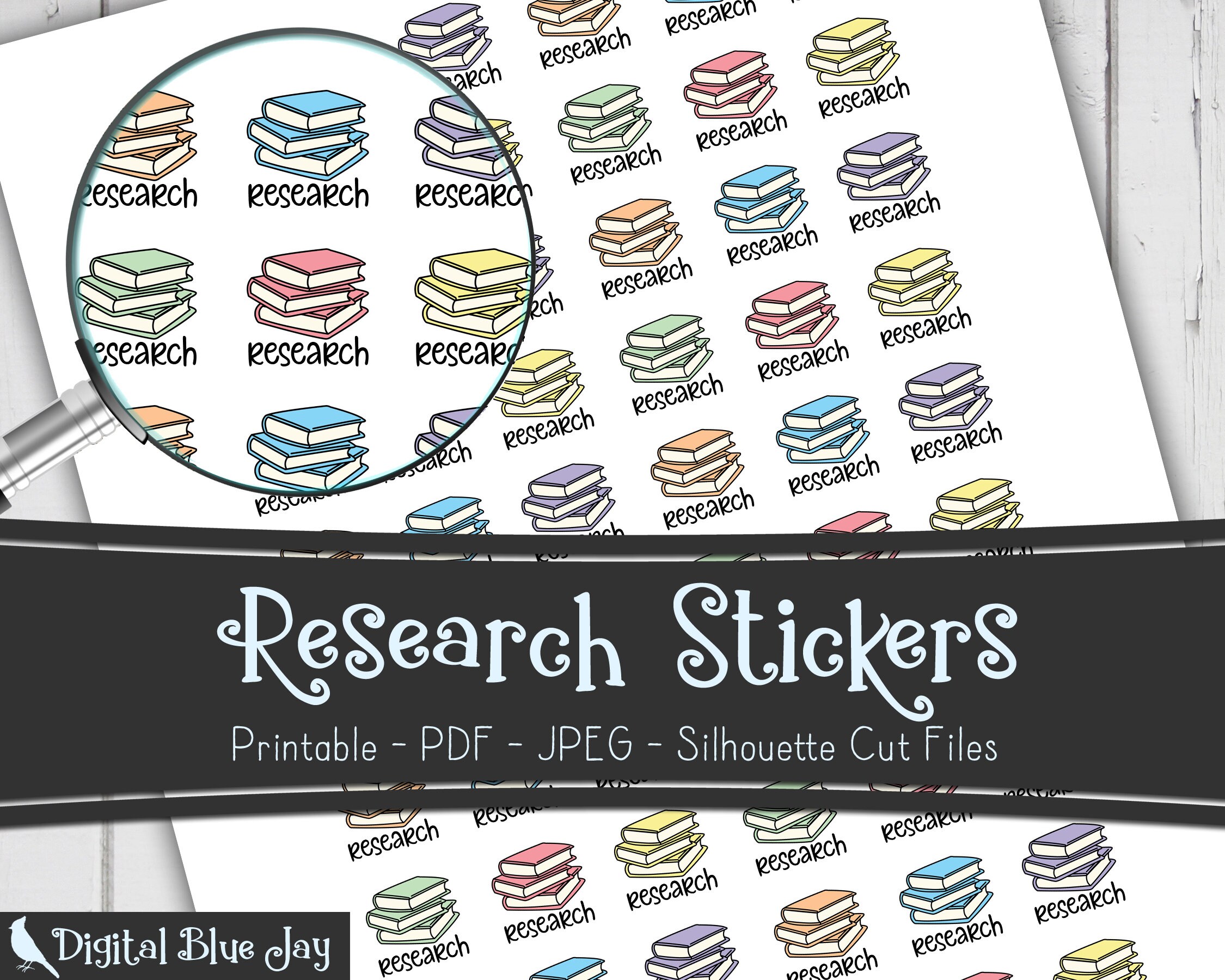 Research Writer Printable Planner Stickers, Writing Author Novel ...