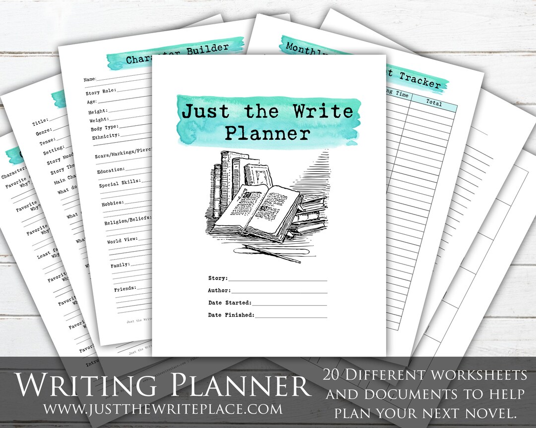 Watercolor Writing Planner Digital Printable, Novel Planning, Nanowrimo ...