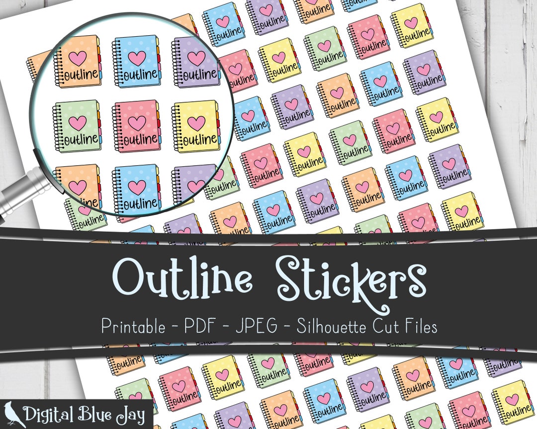 Outline Writer Printable Planner Stickers, Writing Author Novel ...