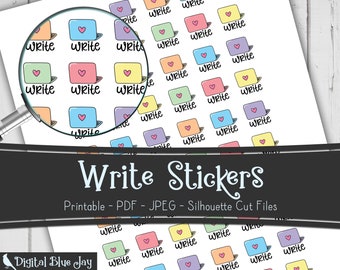 Writer Printable Planner Stickers Bundle, Write Brainstorm Outline Edit ...