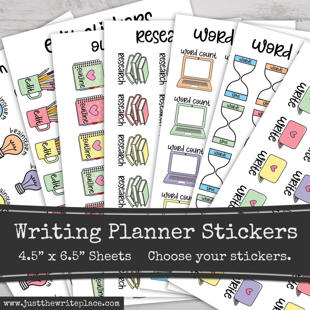 Writing Planner Stickers, Author Novel Planning, Printed Sticker Sheets ...