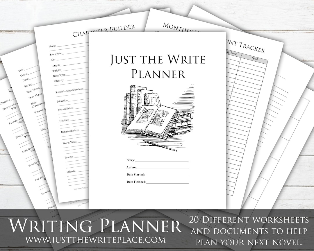 Writing Planner Digital Printable, Novel Planning Binder, Nanowrimo ...