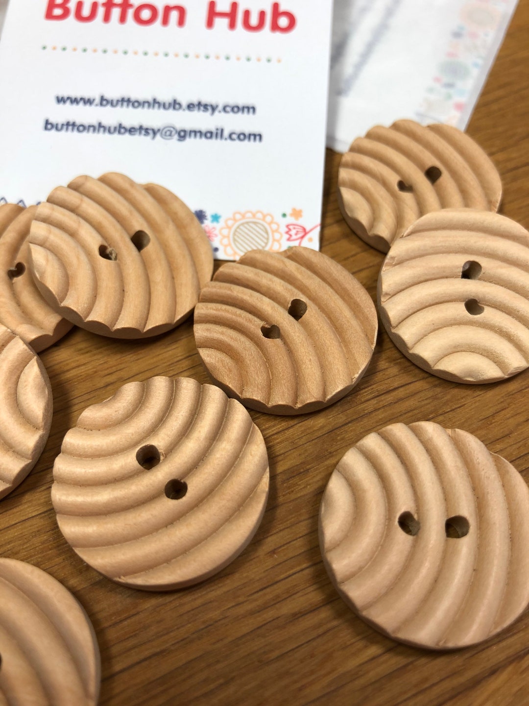 Swirls Groove Ridged Indented Round Wooden Buttons: Packs of 4 or 8 ...