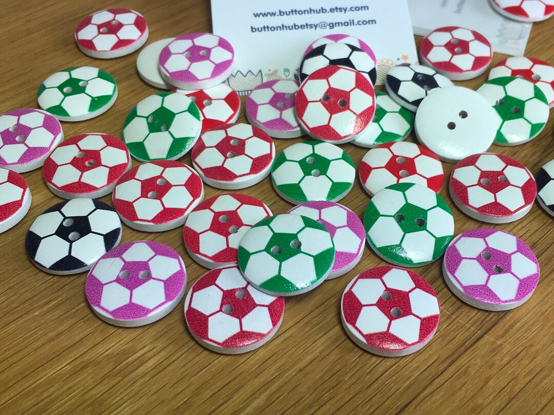 Football Soccer Buttons Assorted Colours: Packs of 12 Buttons - Etsy