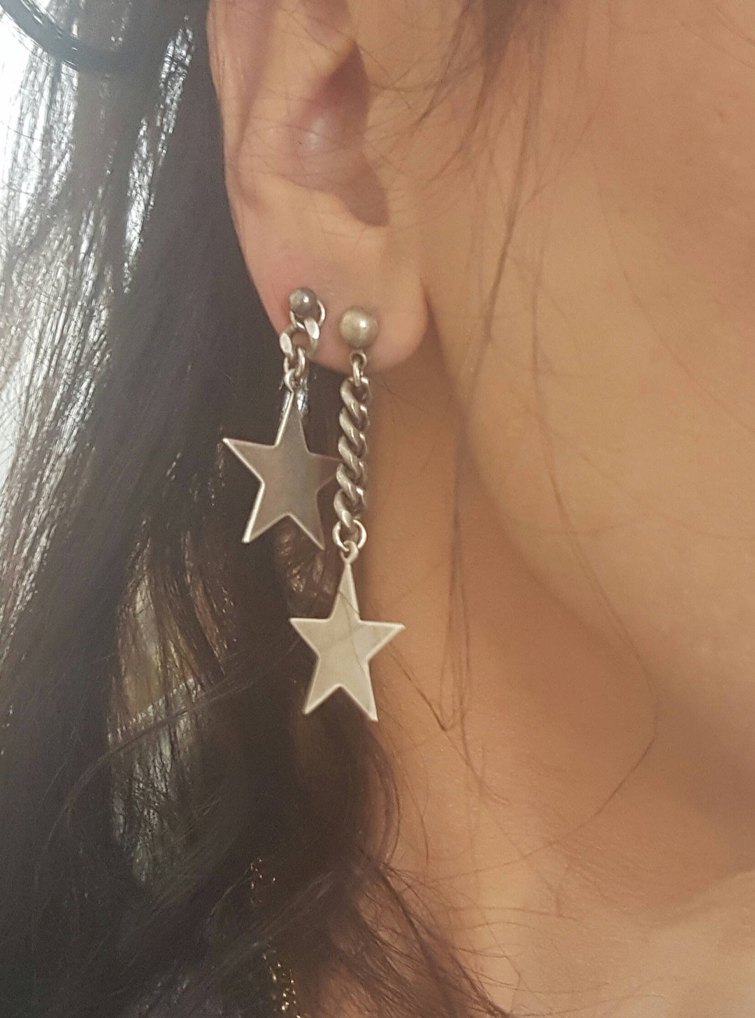 Dangly Star Earrings, Chunky Star Earring, Bold Pendant Earring, Long ...