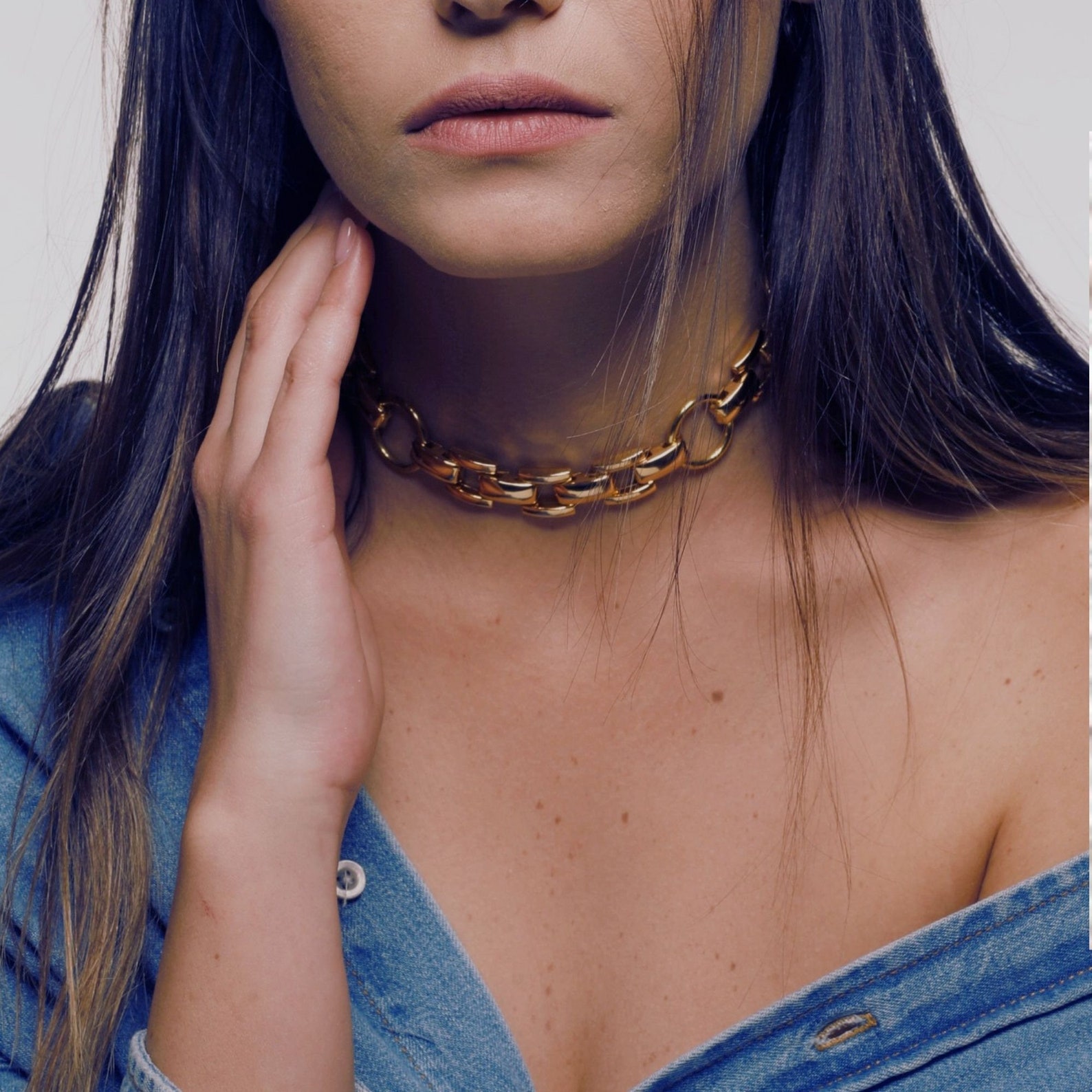 Hoop Chunky Choker Link Chain Choker Gold Chain Choker - Etsy