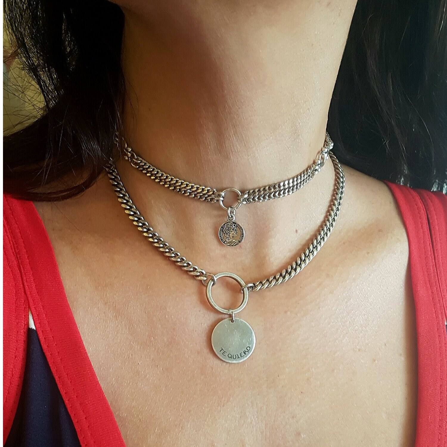 Silver Coin Necklace - Etsy