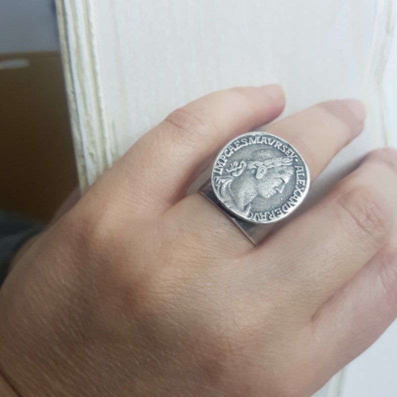 Silver Coin Ring - Adjustable Large Ring - Etsy