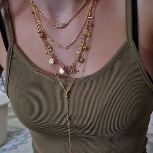 Gold Layered Coin Charm Necklace: Multi Strand Y Lariat - Etsy