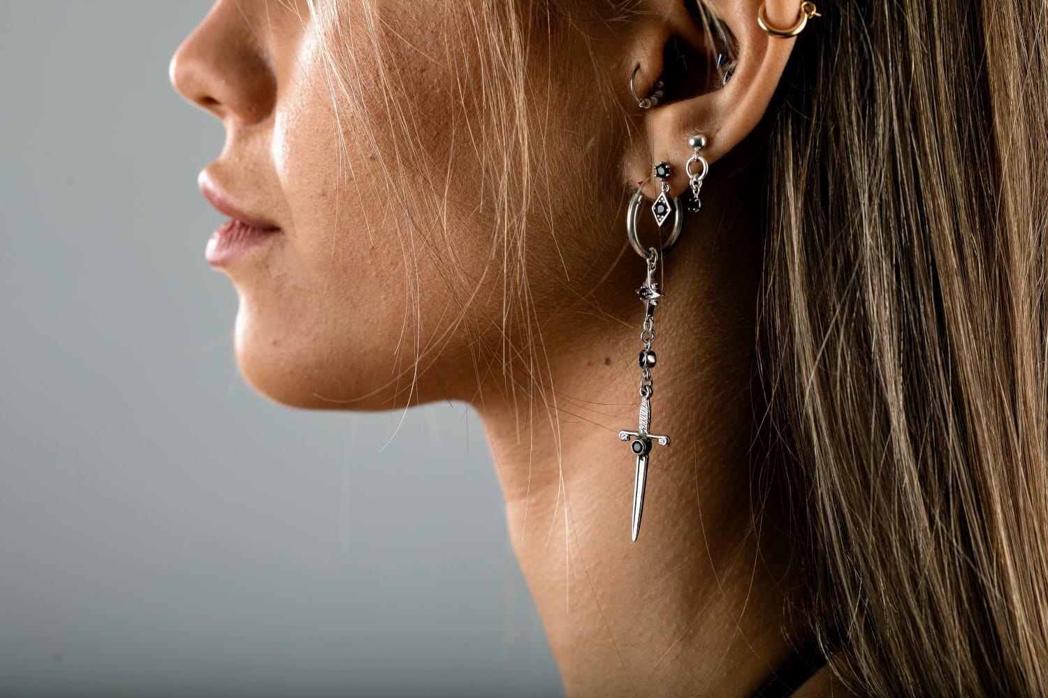 Sterling Silver Dagger Earrings Cross Earrings Dagger - Etsy