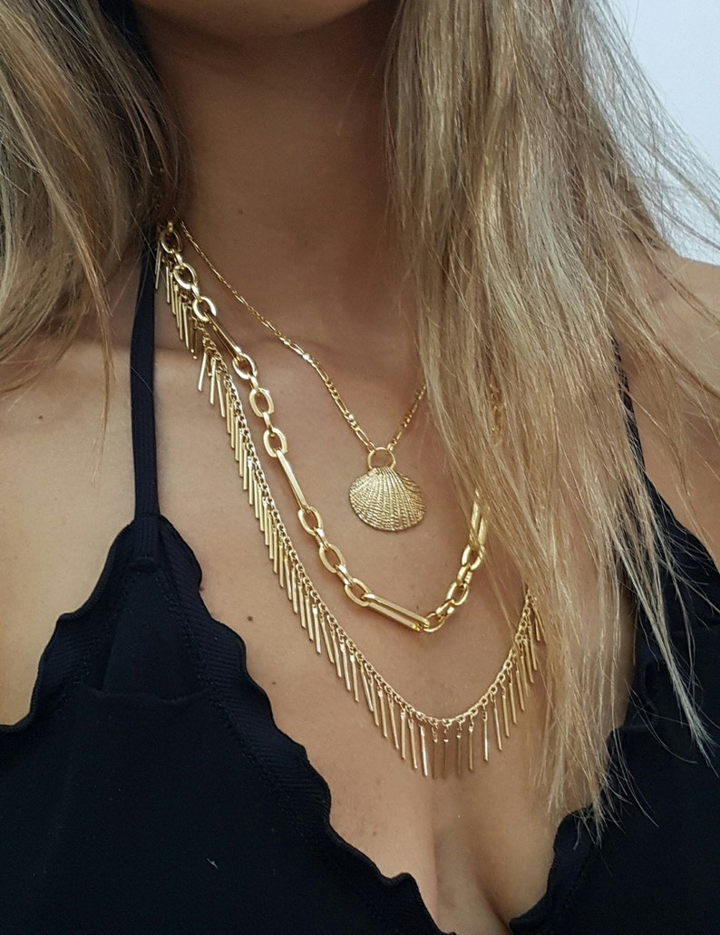 Set of 3 Gold Chain Necklace Layered Mermaid Seashell Necklace - Etsy
