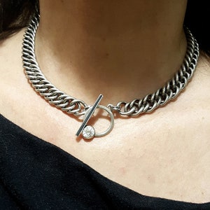 Long Toggle Chain Necklace,silver Wide Chain Necklace, Wide Foxtail ...