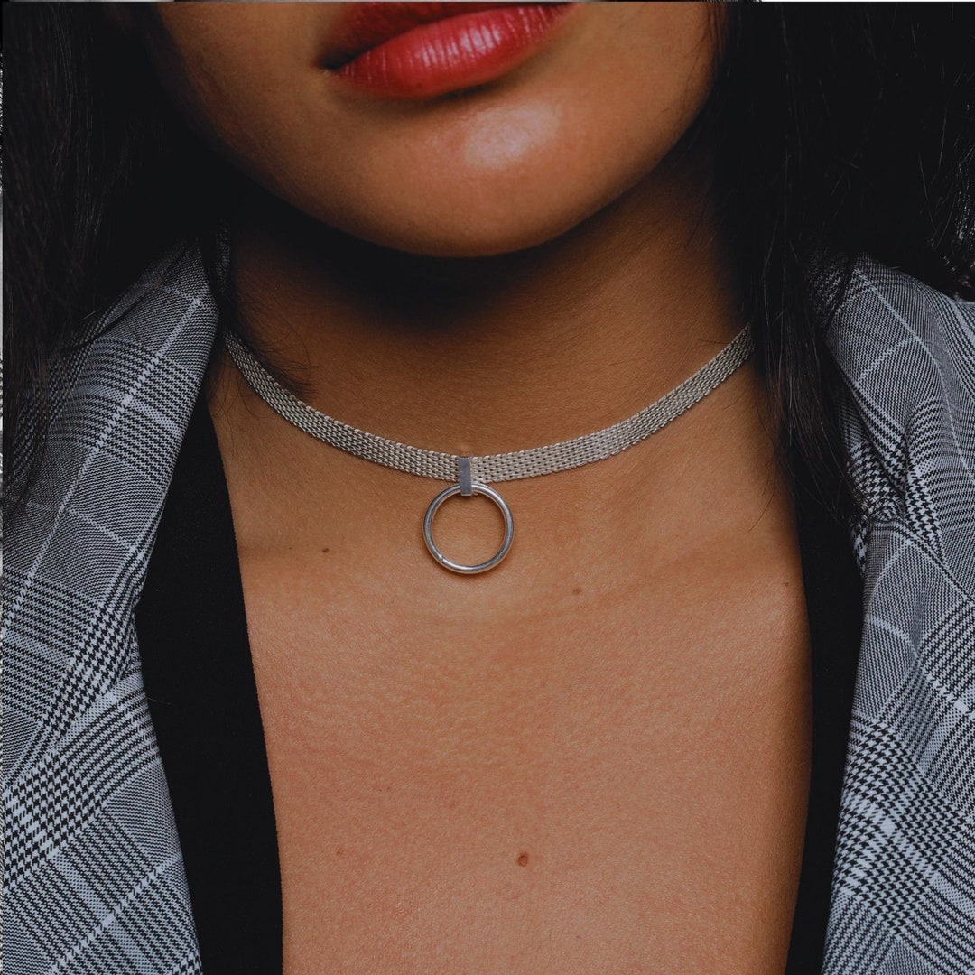 Silver Day Collar, Sterling Silver Chain Choker, O Ring Necklace, Bdsm ...
