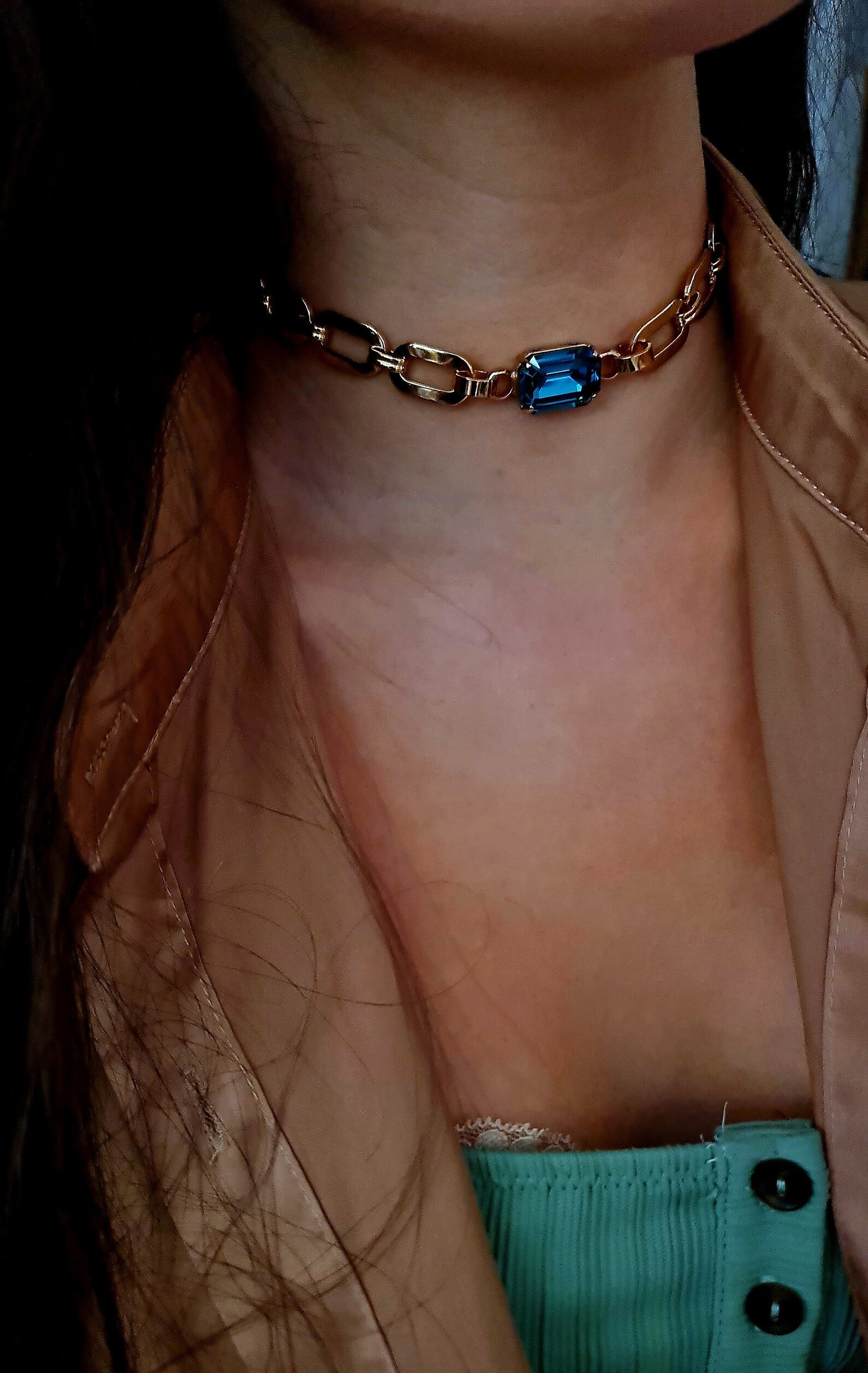 Crystal Rhinestones Statement Choker Necklaces Swarovski Rectangular ...