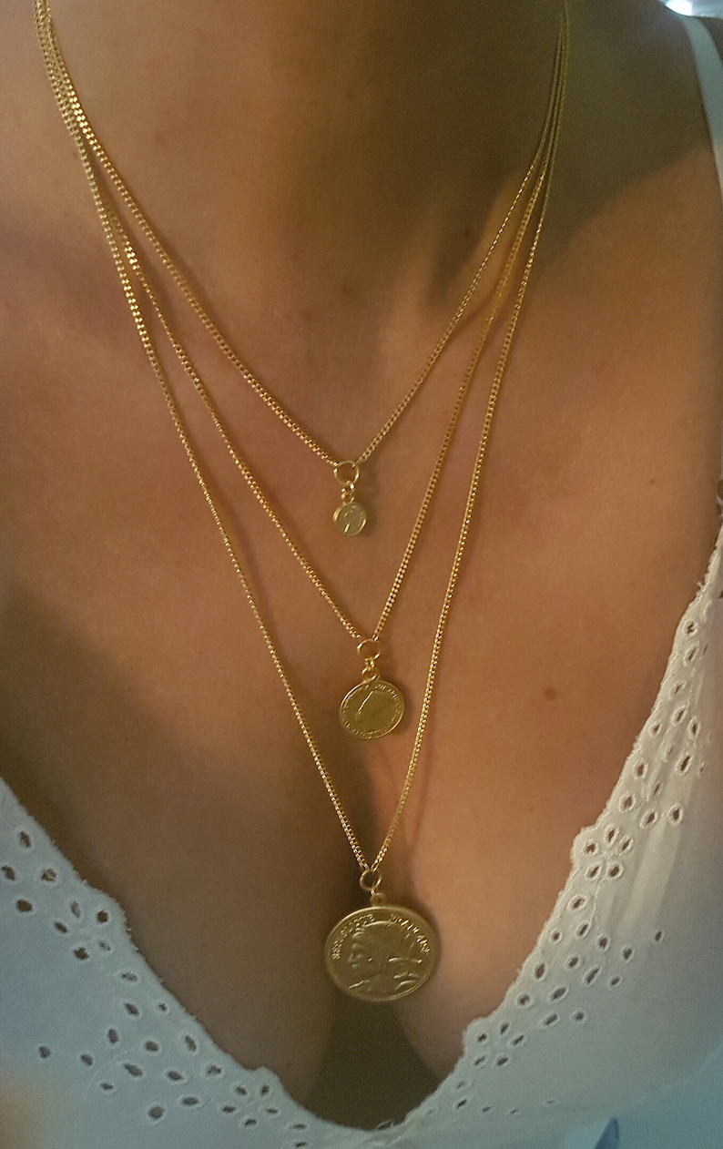 Gold Medal Necklace Medallion Necklace Layer Coin Necklace Etsy