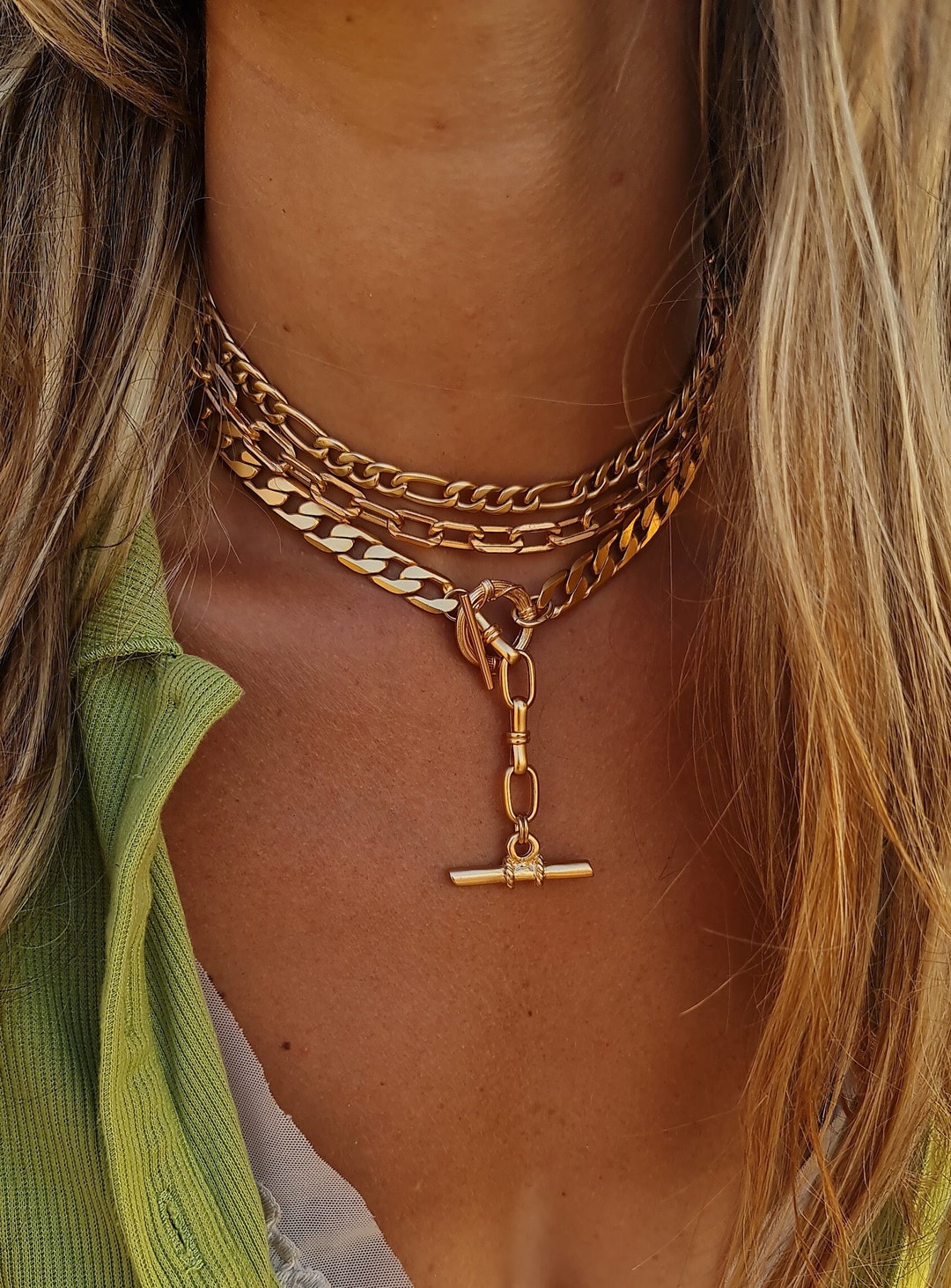 Chunky Choker Necklace Gold Chunky Choker Chunky Chain Necklace ...