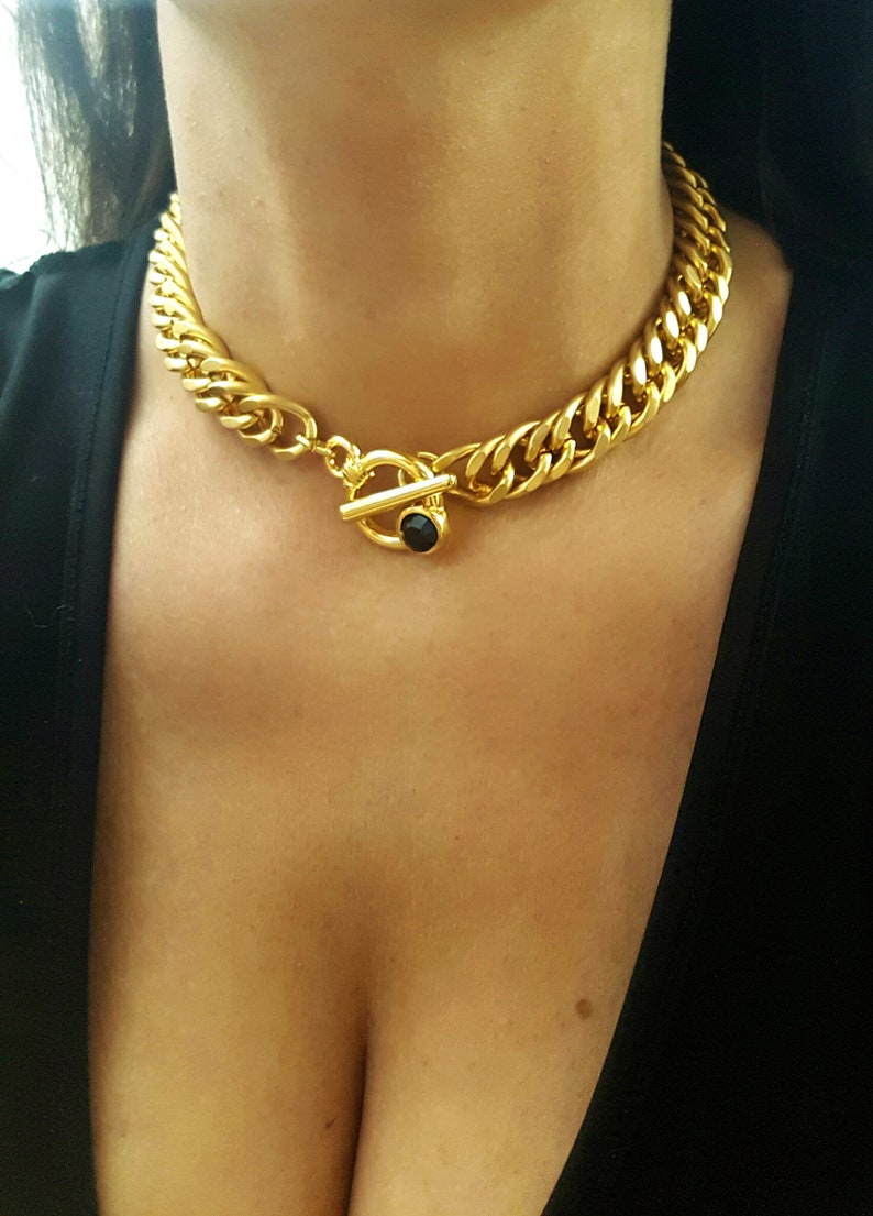 Gold Link Necklace Gold Toggle Clasp Necklace Foxtail - Etsy Gold Link Necklace Gold Toggle Clasp Necklace Foxtail - Etsy