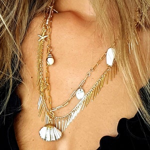 Layer Gold Seashell Charm Necklace - Shell Jewelry for SUMMER - Etsy
