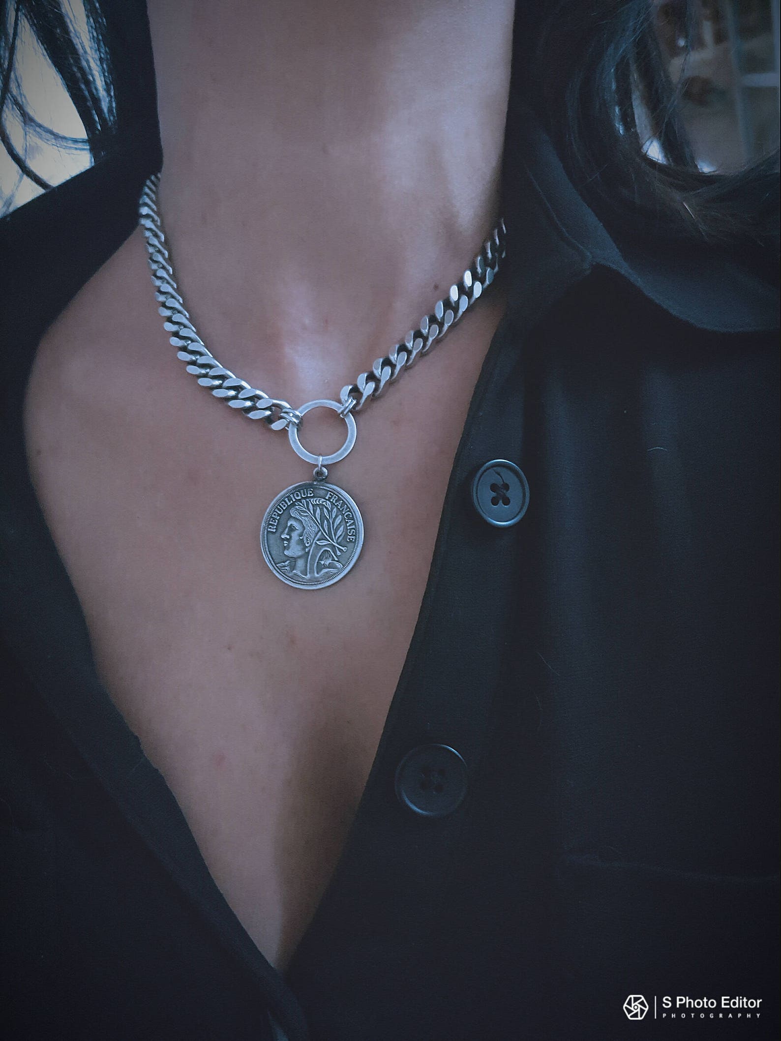 Silver Coin Necklace Statement Coin Pendant Necklace - Etsy