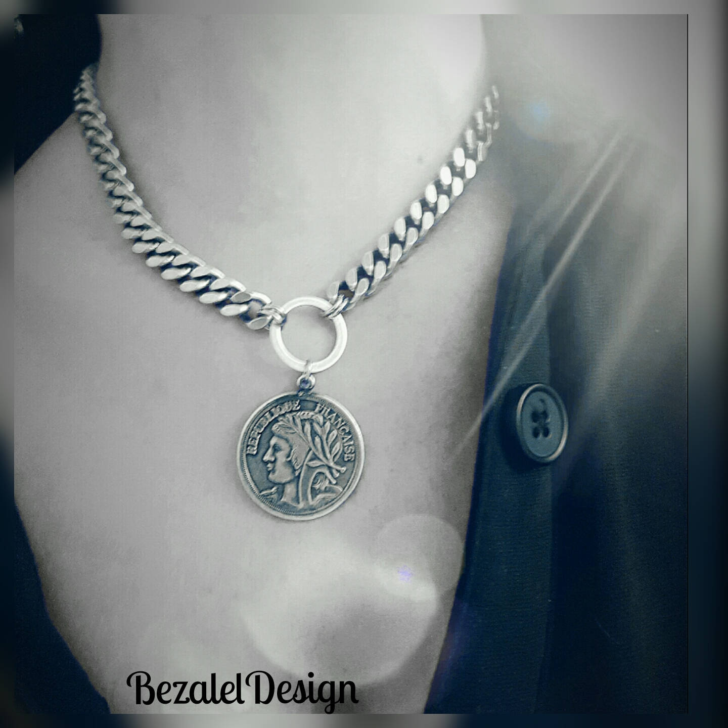Silver Coin Necklace Statement Coin Pendant Necklace | Etsy